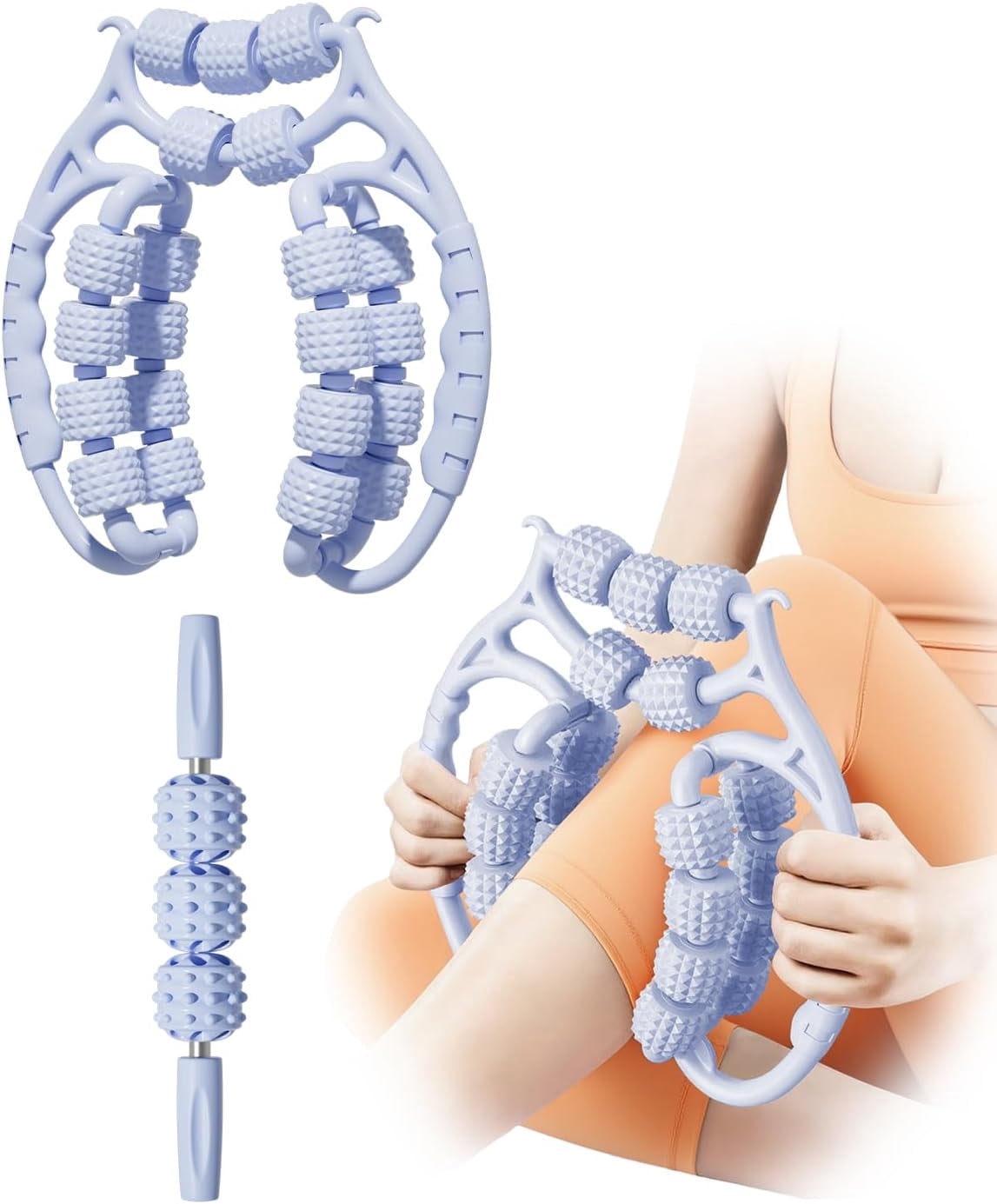 2026 Massage Roller for Legs, 21 Wheel Circular Leg Clamp+3 Wheel ...