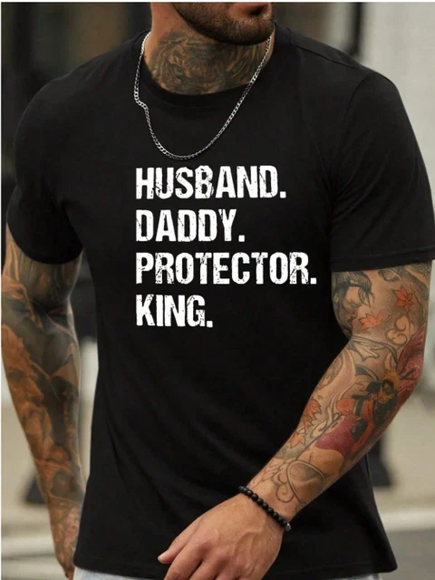 2026 Men'S Casual T-Shirt, Round Neck Short Sleeve, Slogan & Letter ...
