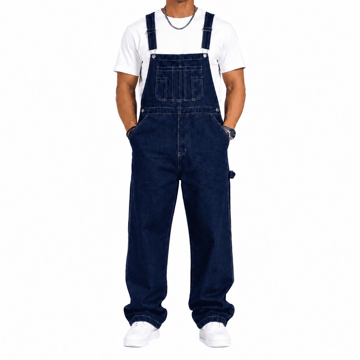 2026 Men's Denim Bib Overalls, Loose Fit Workwear Jumpsuit, Adjustable ...