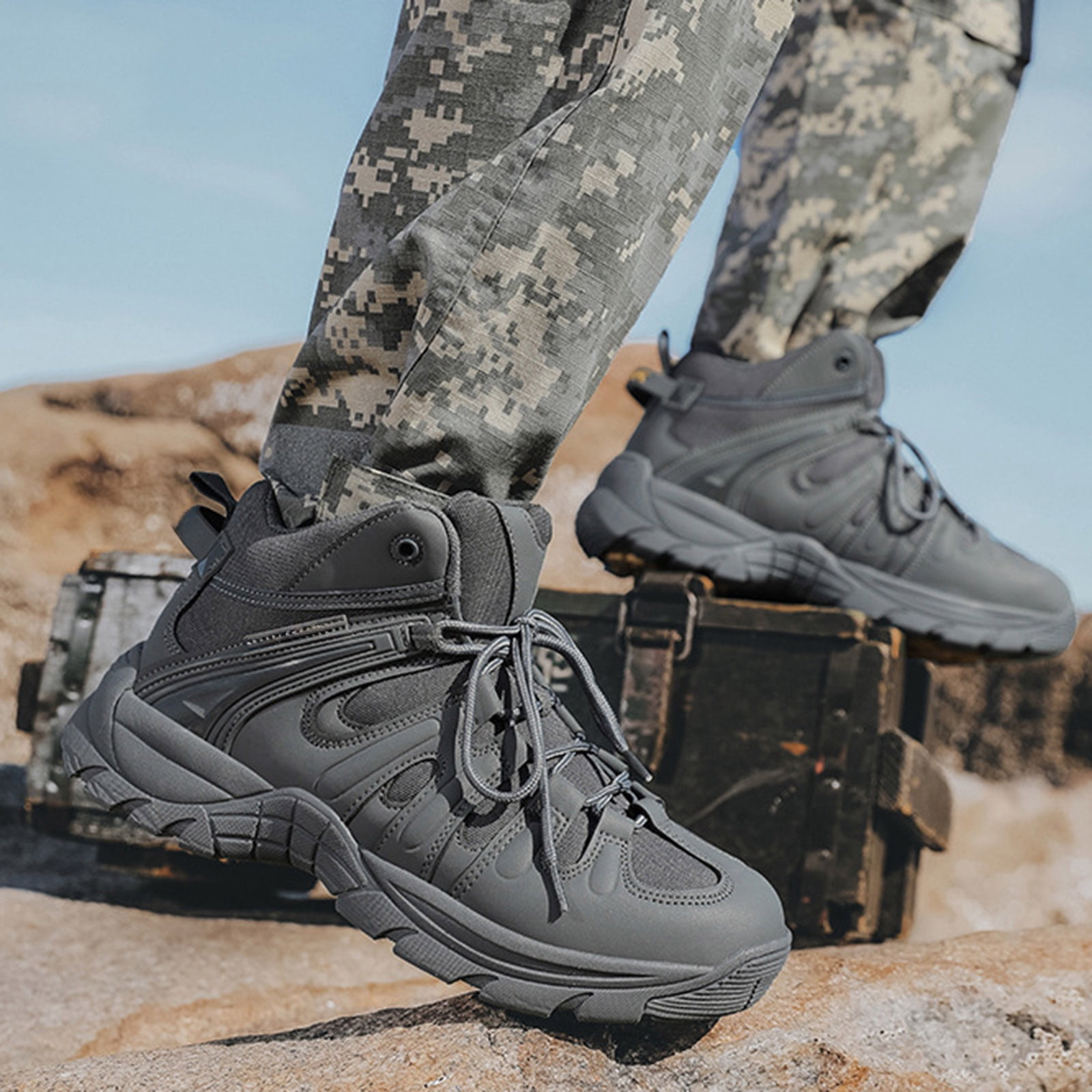 2026 Men's Mid Top Outdoor Boots Slip And Wear Desert Boots Border ...