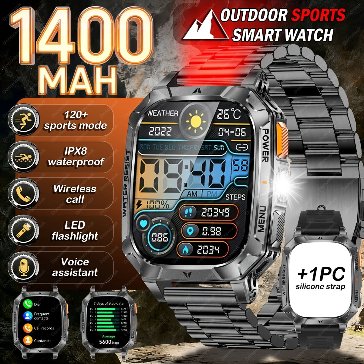 2026 Men's Smart Watch, 2.01" HD Display, 1400mAh Large Battery, 120 ...