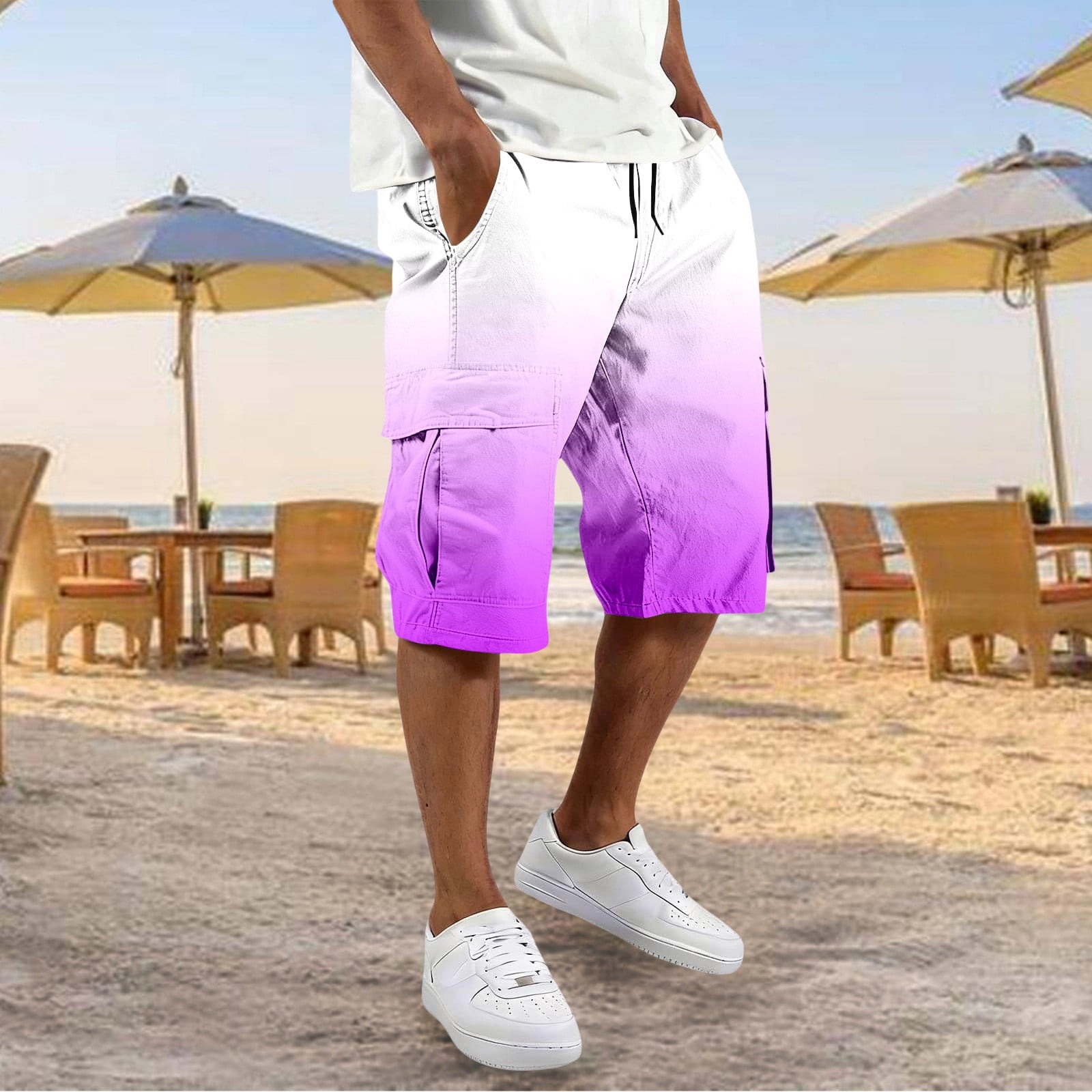 2026 Mens Cargo Shorts Stylish Gradient Cargo Pants Casual Shorts ...