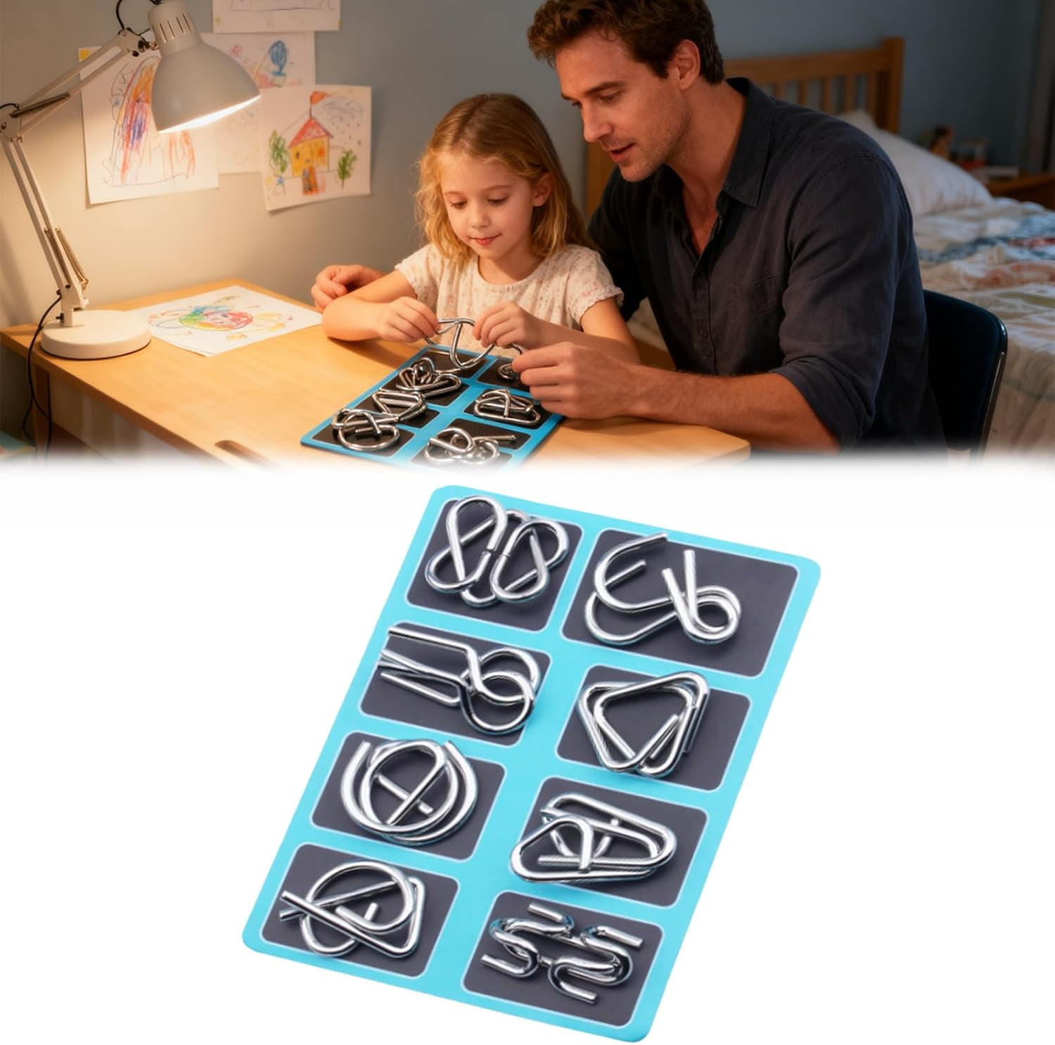 2026 Metal Wire Puzzles Set of 8 with Pouch Large Thick IQ Test Mind ...