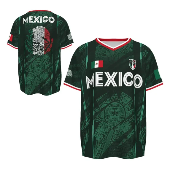 2026 Mexico Soccer Jersey, Chichén Itzá Pyramid Graphic Retro Soccer ...