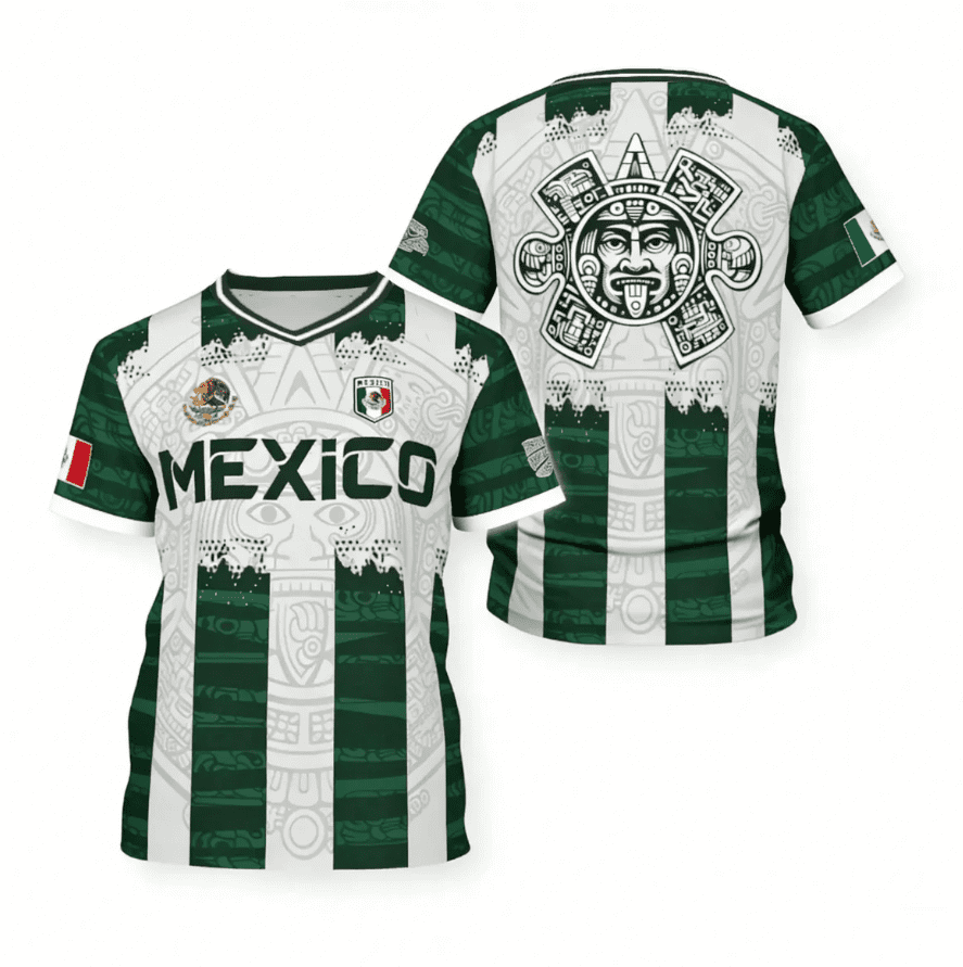 2026 Mexico Soccer Jersey with Chichén Itzá Pyramid Graphic, Retro ...