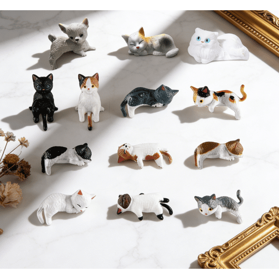 2026 Mini Cat Desk Figurines – Set of 13 Adorable Handcrafted Kittens ...