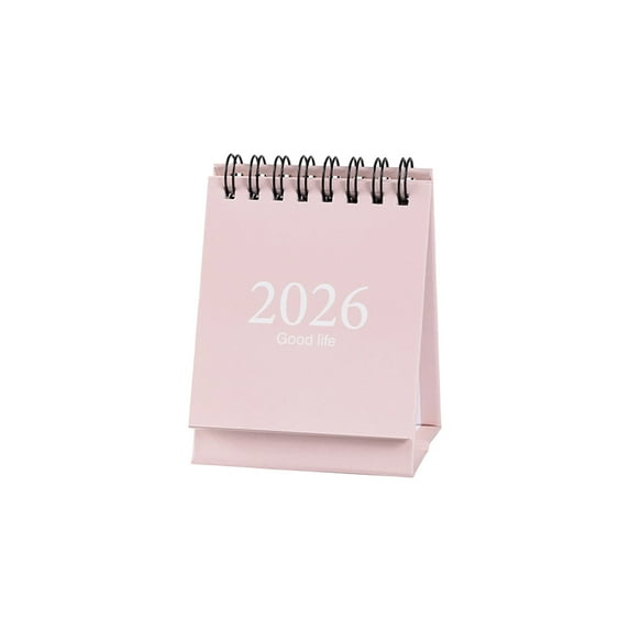 2026 Mini Desk Calendar Portable Flip Calendar - Simple Style, Pink ...