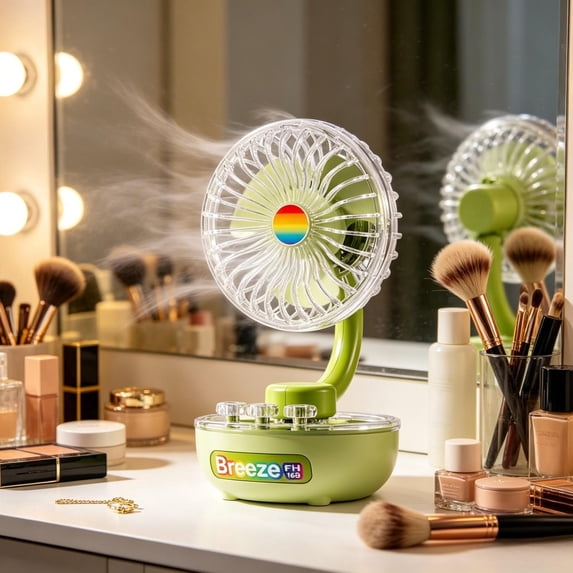 2026 Mini Desktop Fan, USB Rechargeable Portable Fan with Night Light ...