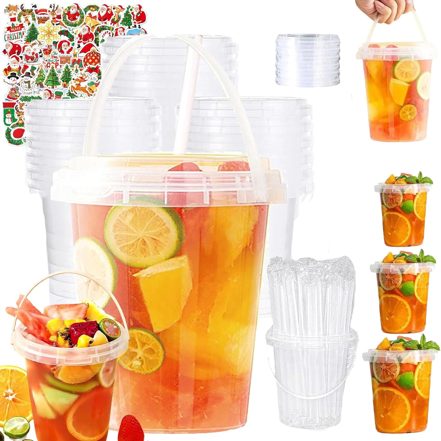 2026 Mini Drink Buckets with Lids and Straws,Reusable Plastic Boozy ...