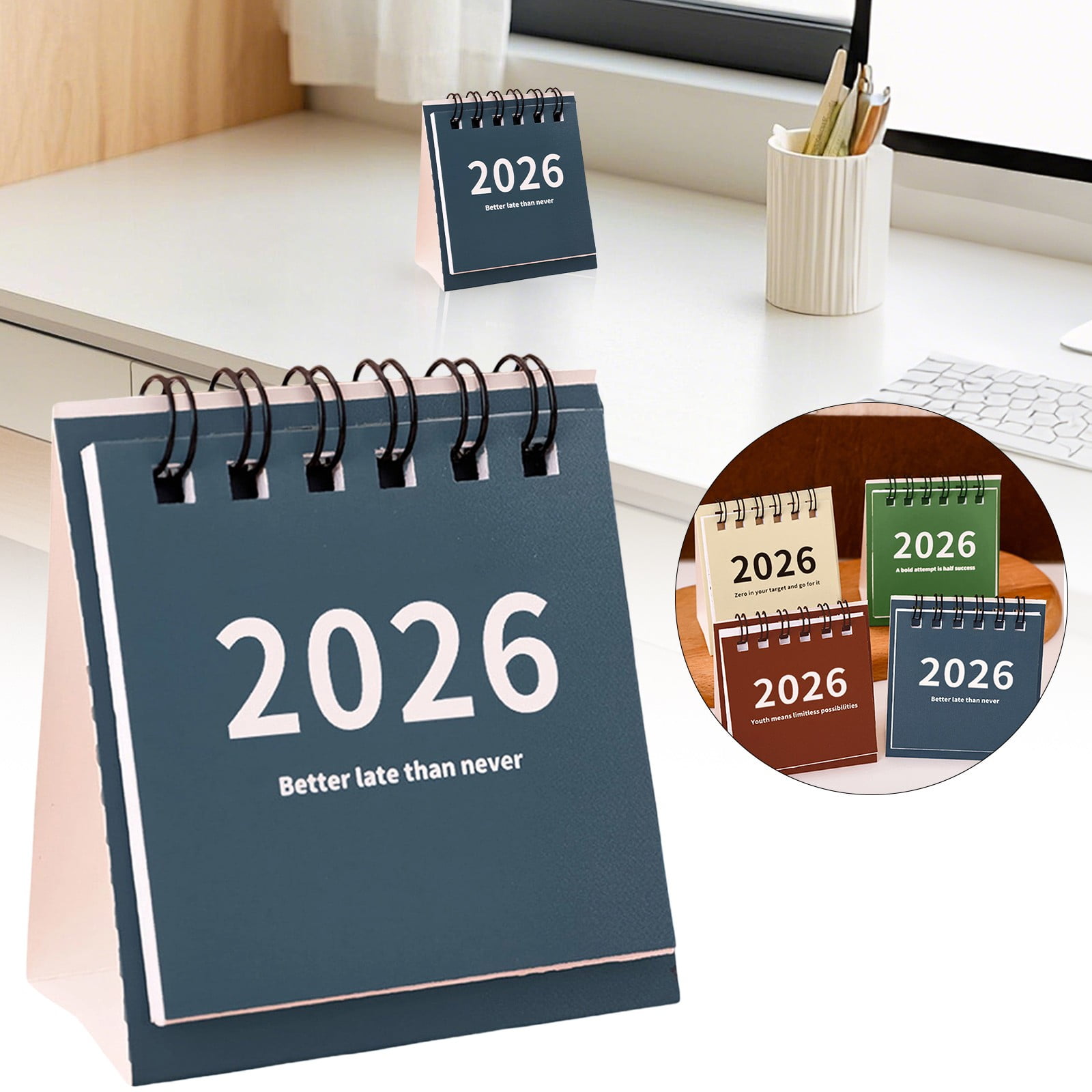 2026 Mini Simple Calendar Small Desk Calendar Creative Coil Calendar ...
