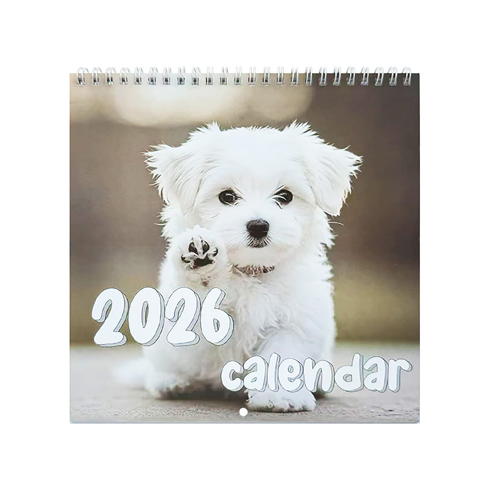 2026 Minimalist Wall Calendar With Adorable Puppy Image Spiral Binding ...