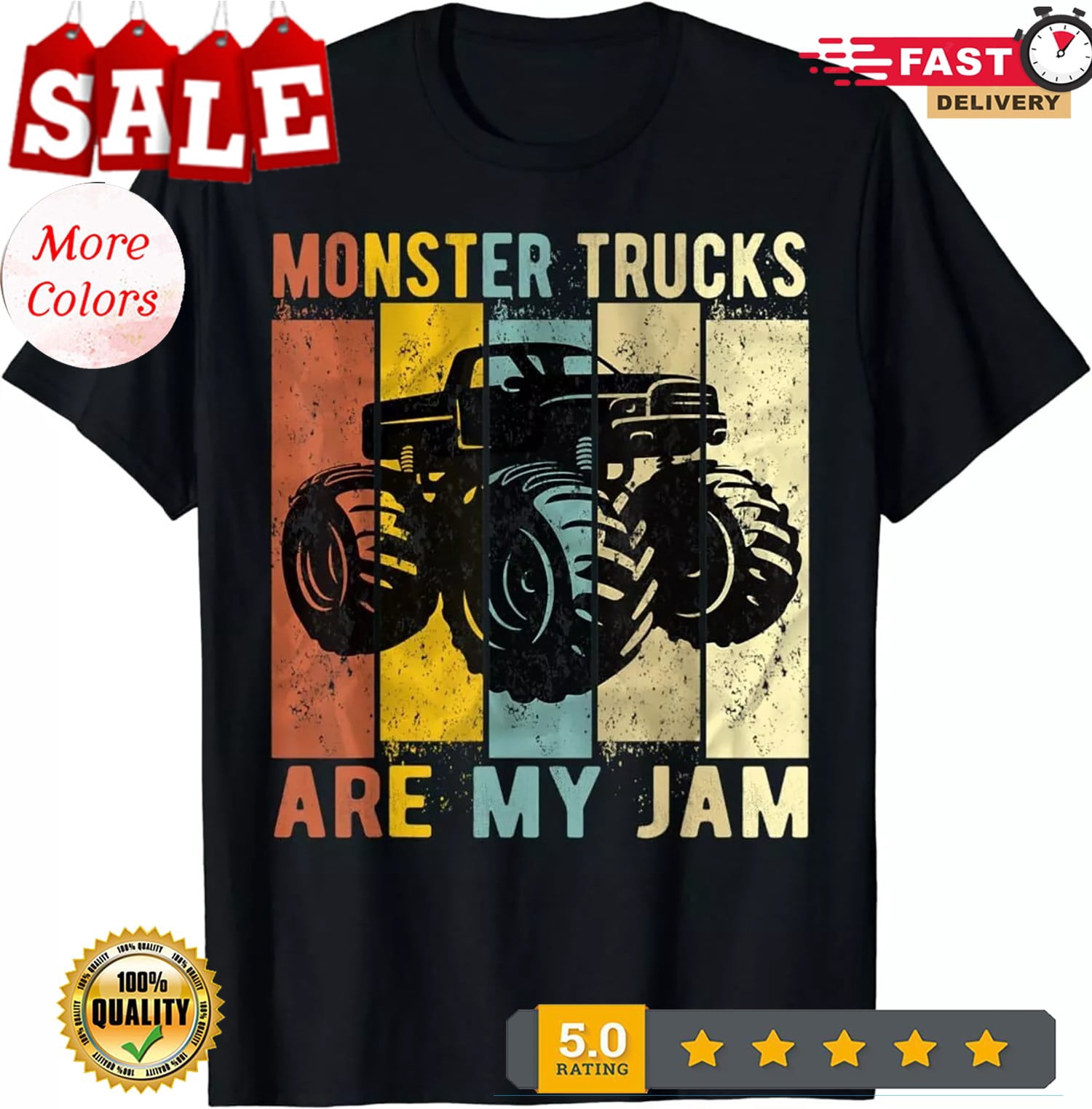 2026/Monster Trucks Are My Jam Vintage Retro Monster Truck T Shirt ...