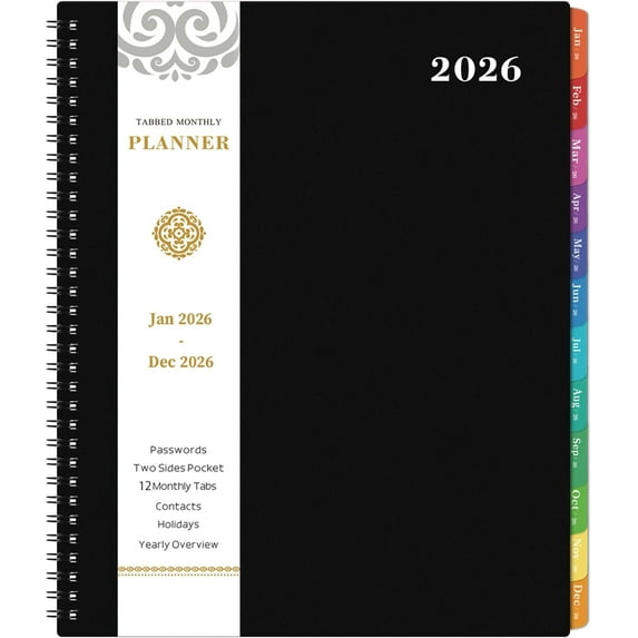 2026 Monthly Planner - JAN DEC Planner/,12 with Contacts & Passwords, 8 ...