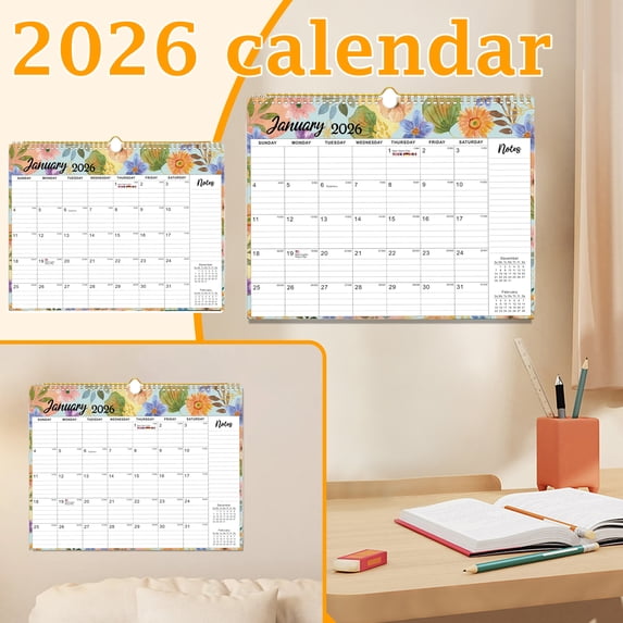 2026 Monthly Wall Calendar with Floral Print January to December Large ...