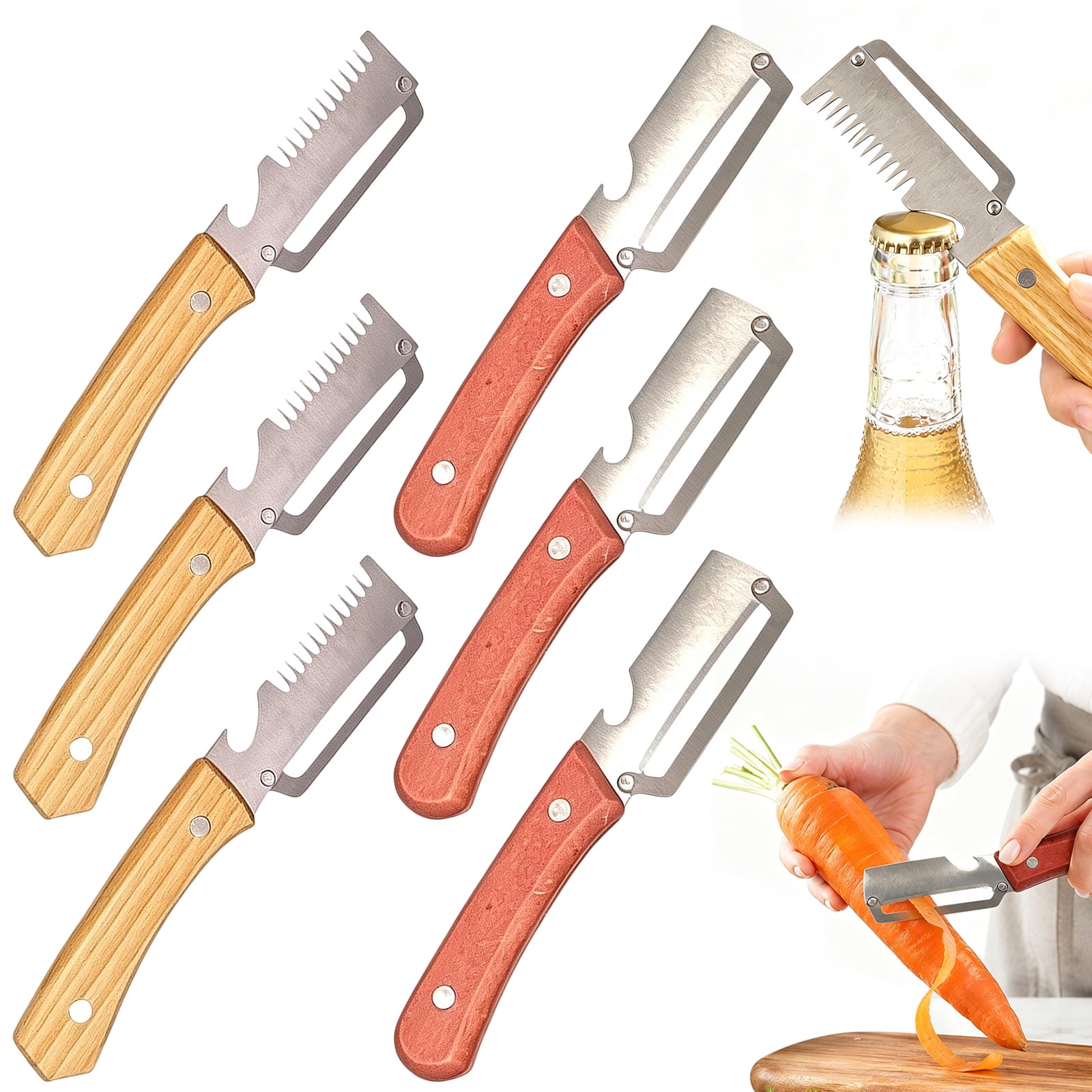 2026 Multi Functional Vegetable Peeler with Wooden Handle, Stainless ...