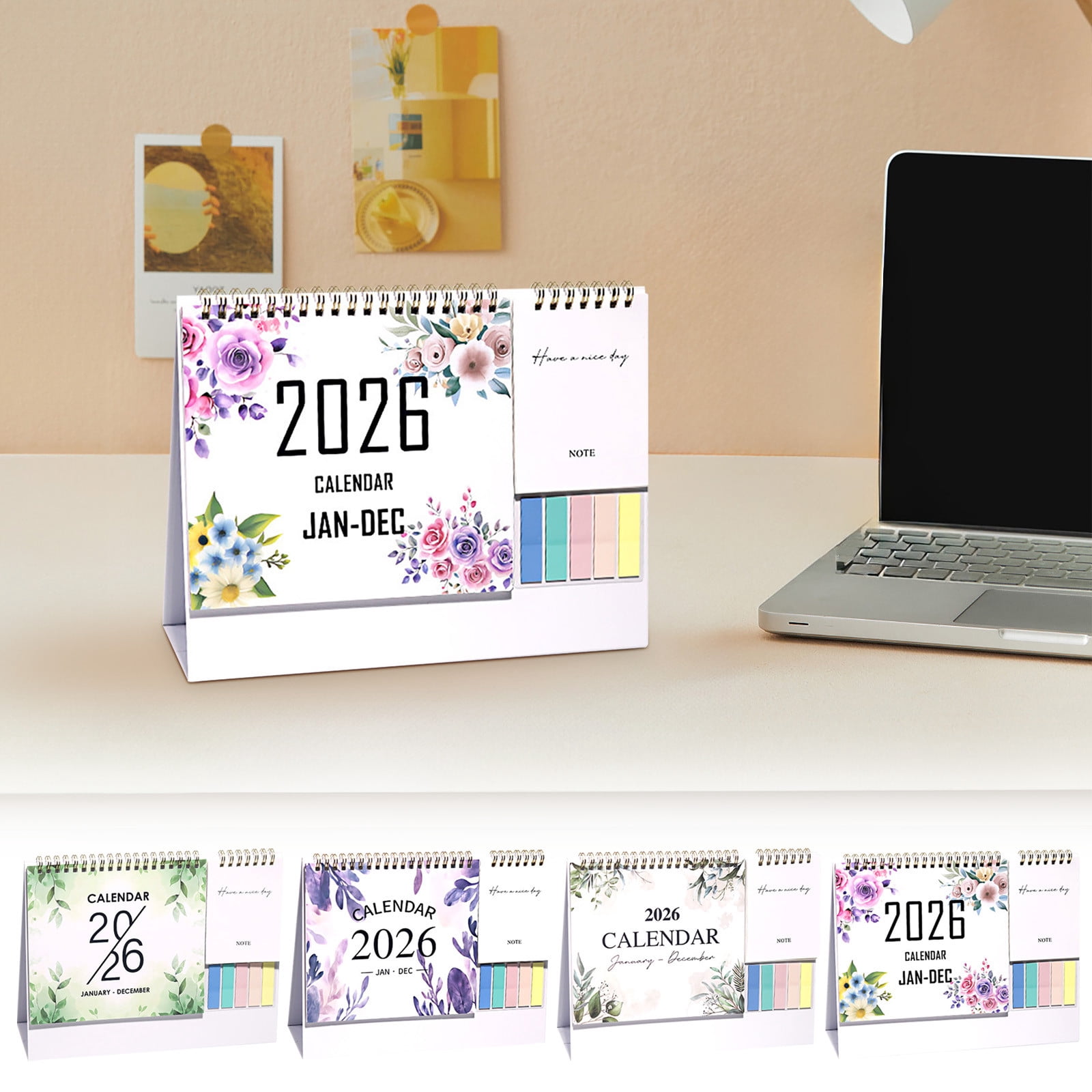 2026 Multifunctional Desk Calendar,Desktop Standing Up Flip Calendar ...