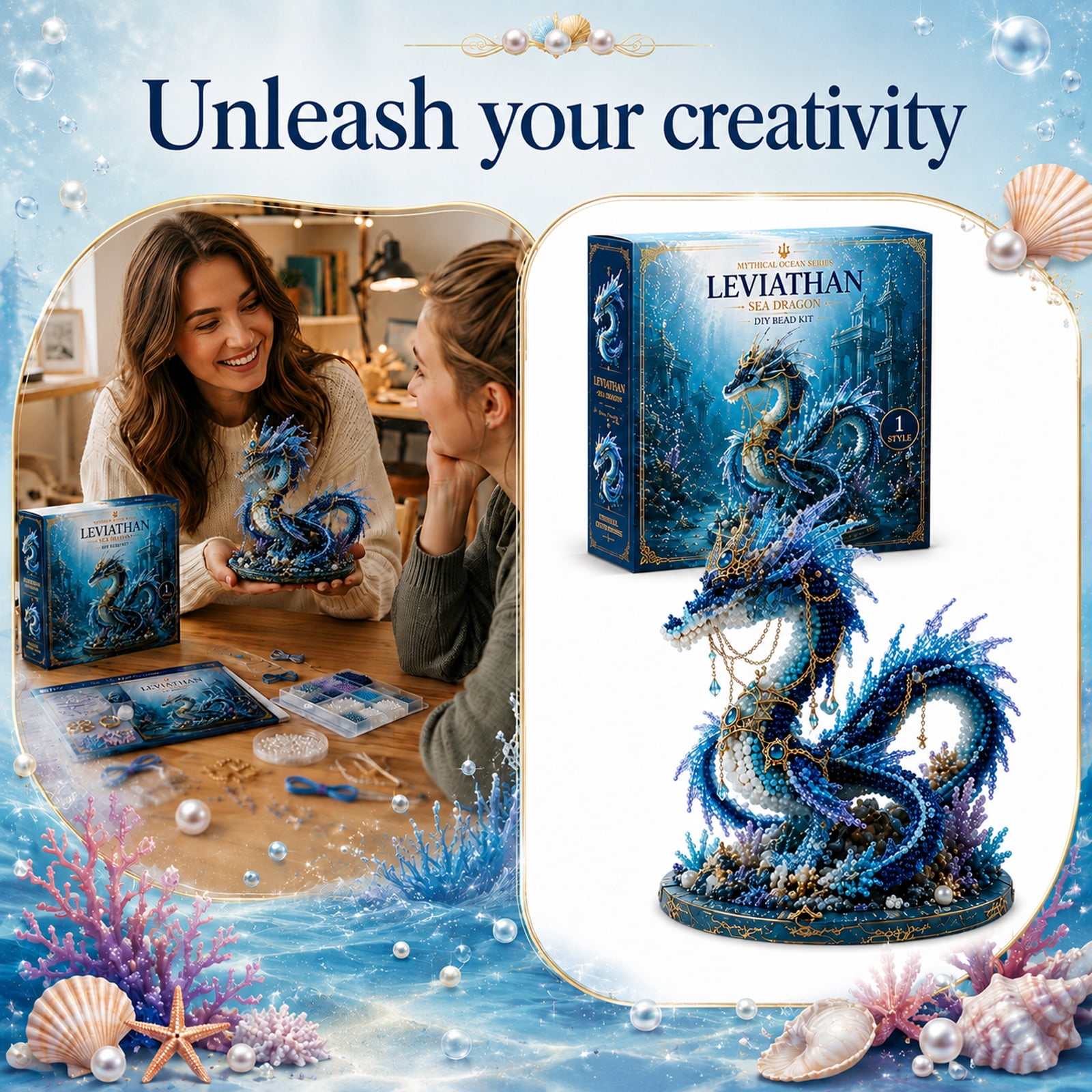 2026 Mythical Ocean DIY Bead Kit Collectible Series, 3D Beaded Animal ...