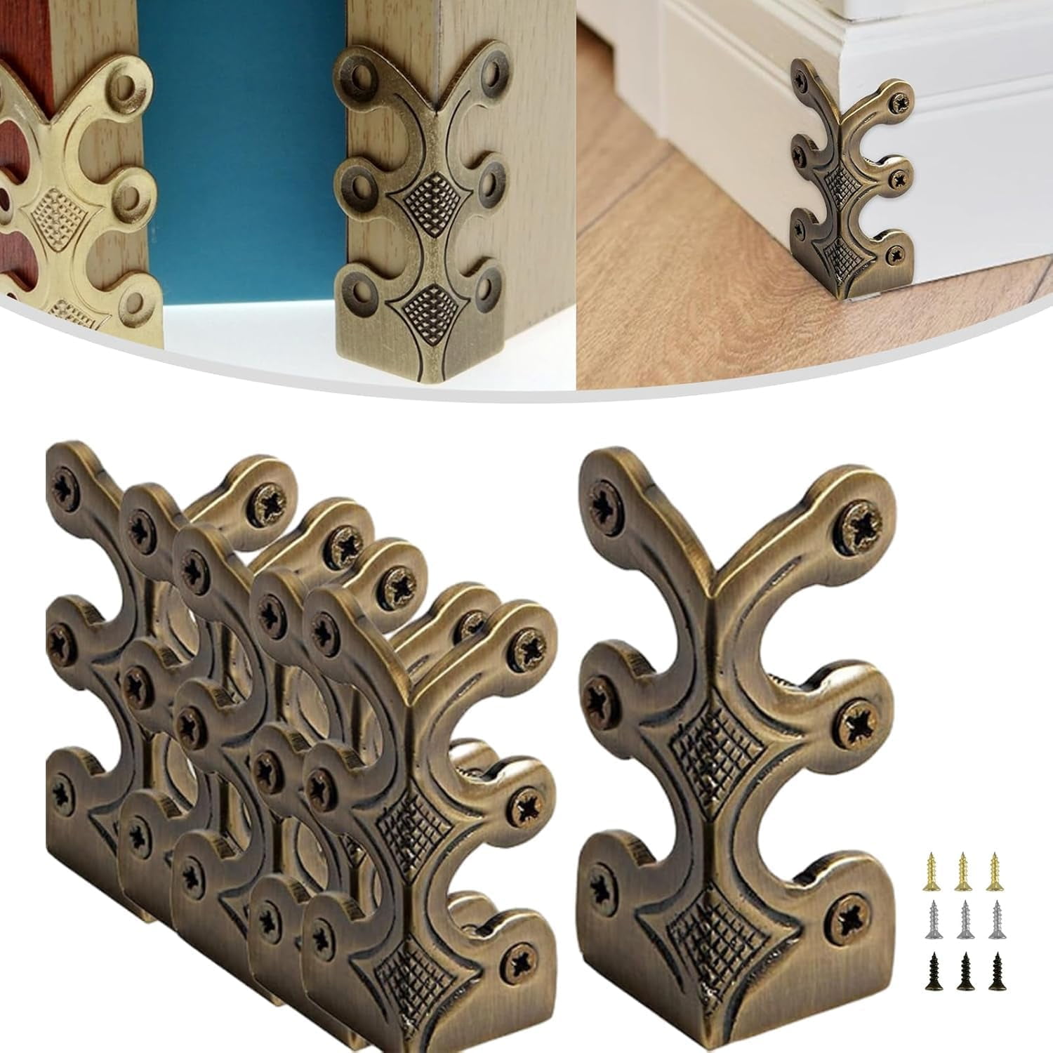 2026 NEW Skiffers Baseboard Corner Protectors,5pcs Solid Brass Skirting ...