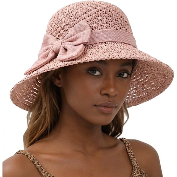 2026 NEW Women’s Foldable Straw Sun Hat with Bow, Wide Brim Floppy ...