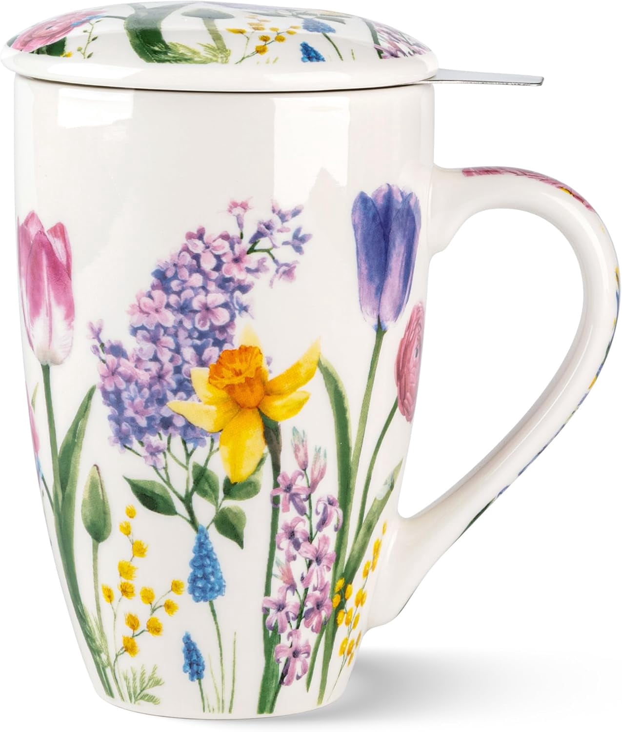 2026 New 18oz Ceramic Tea Mug with Infuser & Lid, Large Loose Leaf Tea ...