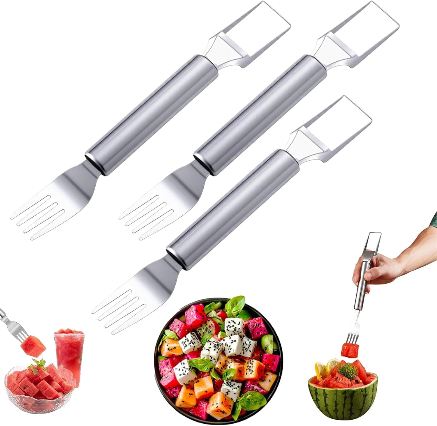 2026 New 2 In 1 Stainless Steel Fruit Cutter, Watermelon Cutter Slicer ...