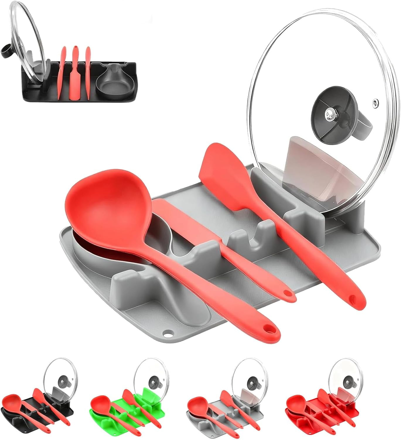 2026 New 2-in-1 Silicone Utensil Rest with Drip Pad, Heat-Resistant ...