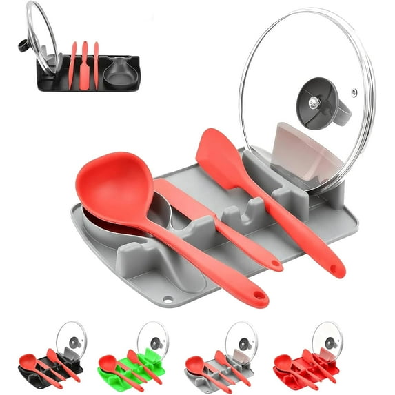 2026 New 2-in-1 Silicone Utensil Rest with Drip Pad, Heat-Resistant ...