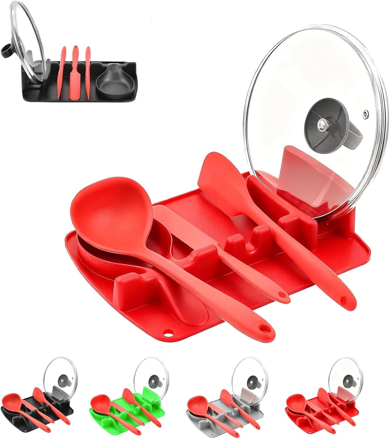 2026 New 2-in-1 Silicone Utensil Rest with Drip Pad, Heat-Resistant ...