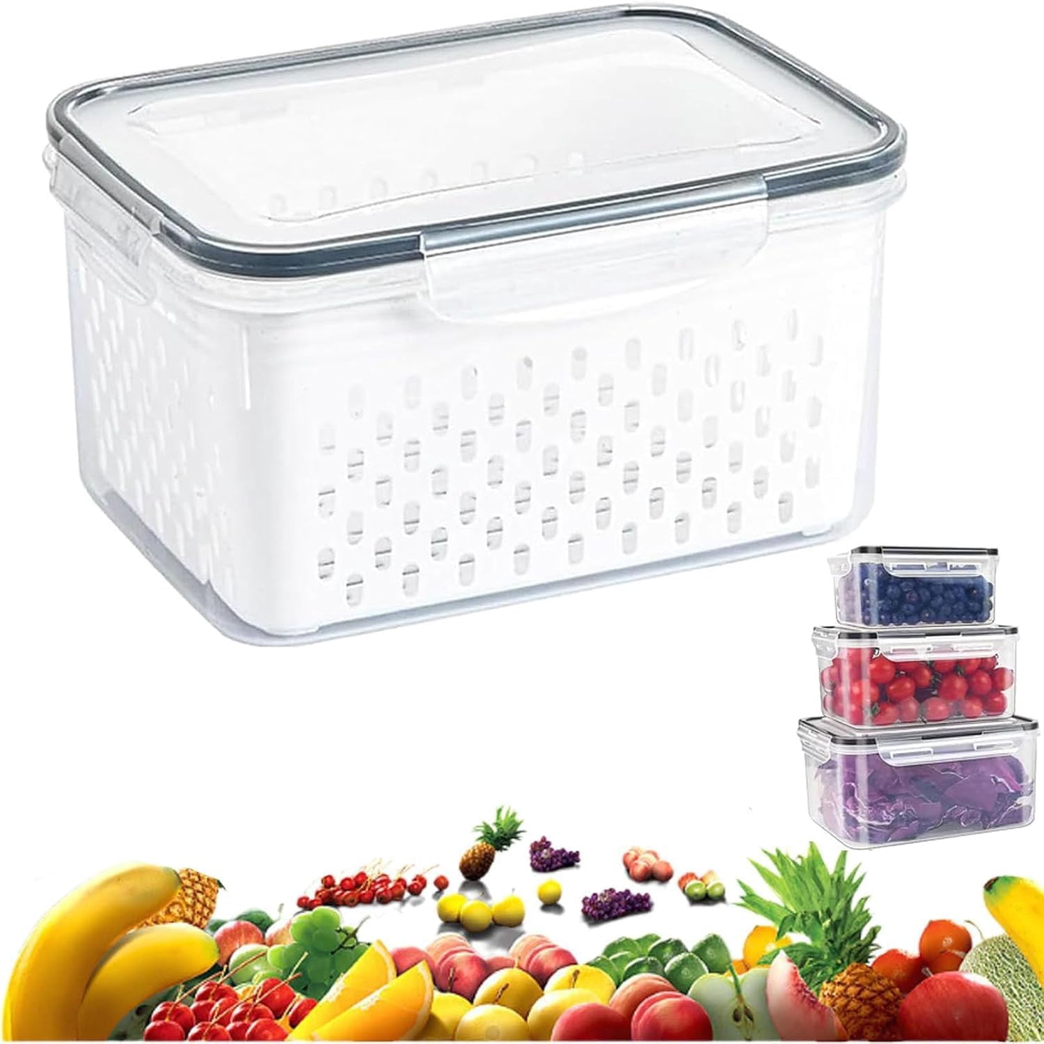 2026 New 3 Pcs Large Fruit Storage Containers for Fridge with Removable ...