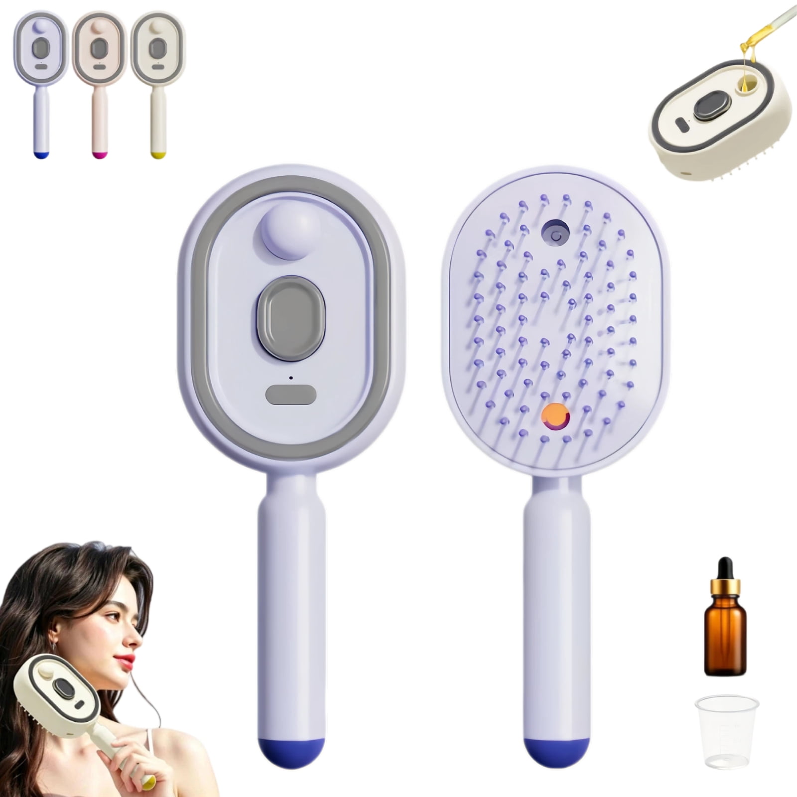 2026 New 3-in-1 Electric Steam Brush, Rechargeable Spray Detangling ...