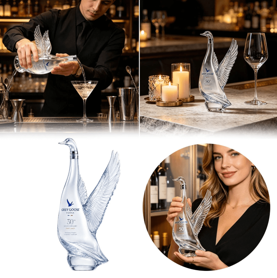 2026 New 3D Sculpted Grey Goose Glass Whiskey Bottle, 350Ml Unique ...