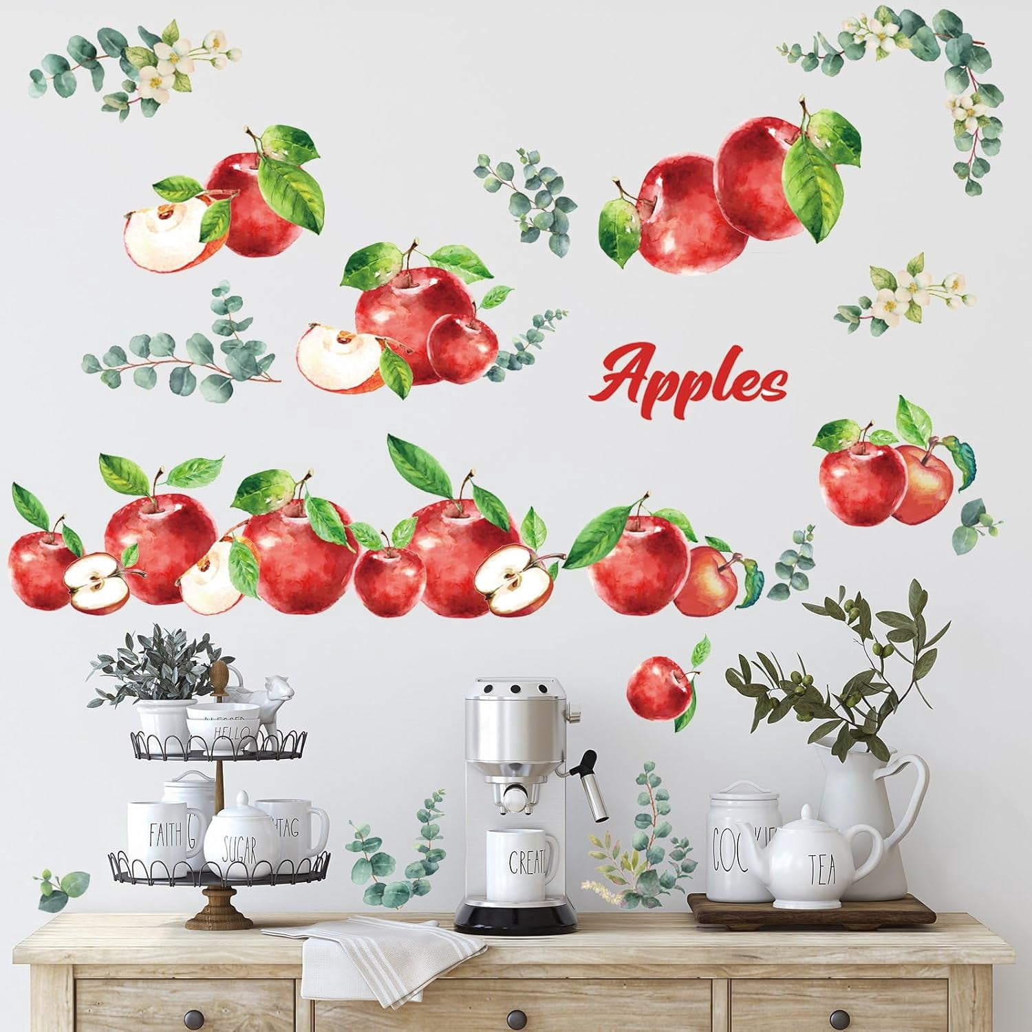 2026 New 41 Pcs Apple Themed Fruit Wall Stickers, Peel and Stick Decals ...