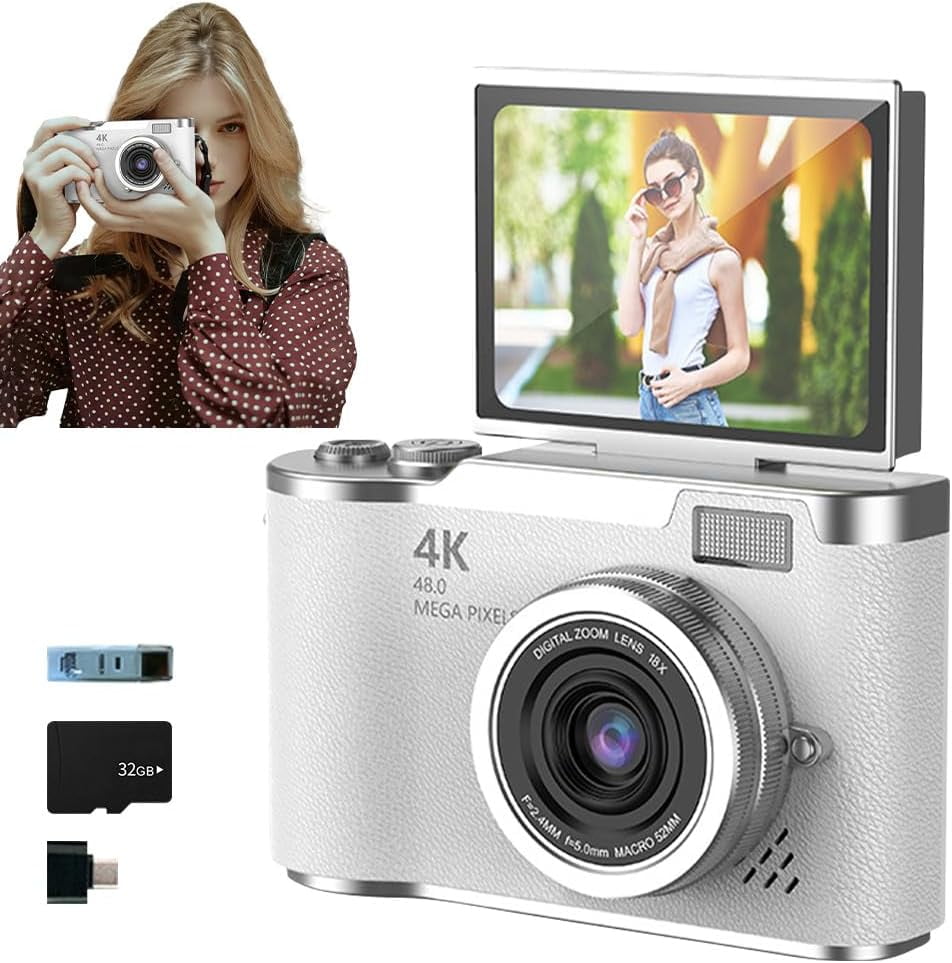 2026 New 4K Student Camera, Foldable Flip Screen Point and Shoot ...