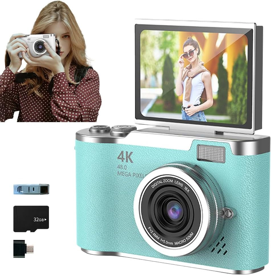 2026 New 4K Student Camera, Foldable Flip Screen Point and Shoot ...