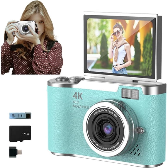 2026 New 4K Student Camera, Foldable Flip Screen Point and Shoot ...