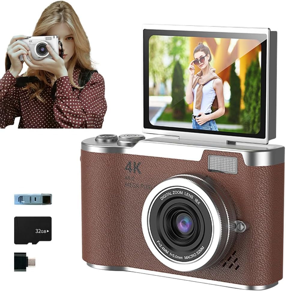 2026 New 4K Student Camera, Foldable Flip Screen Point and Shoot ...