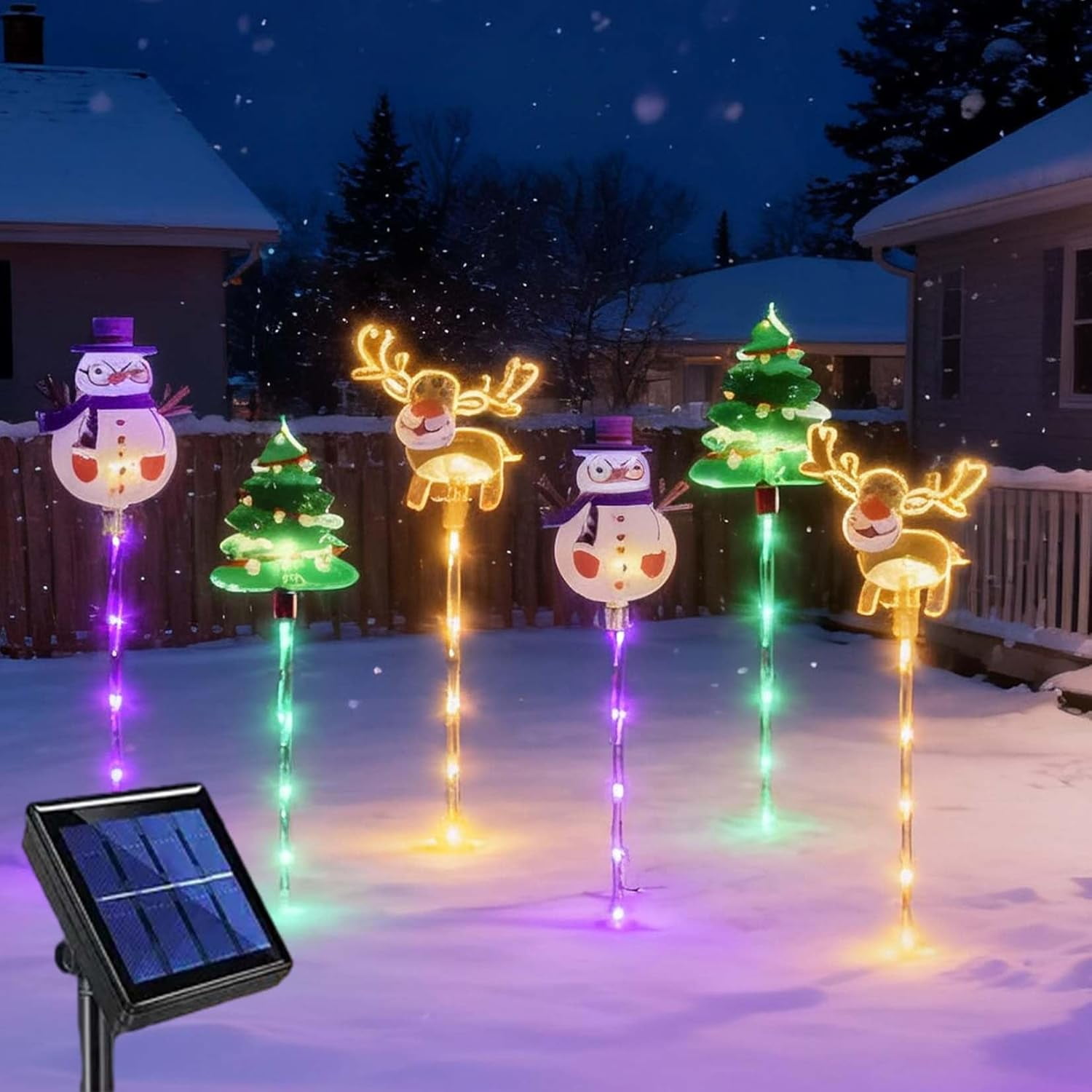 2026 New 6-Pack of Moving Christmas Lights, LED Solar Outdoor ...