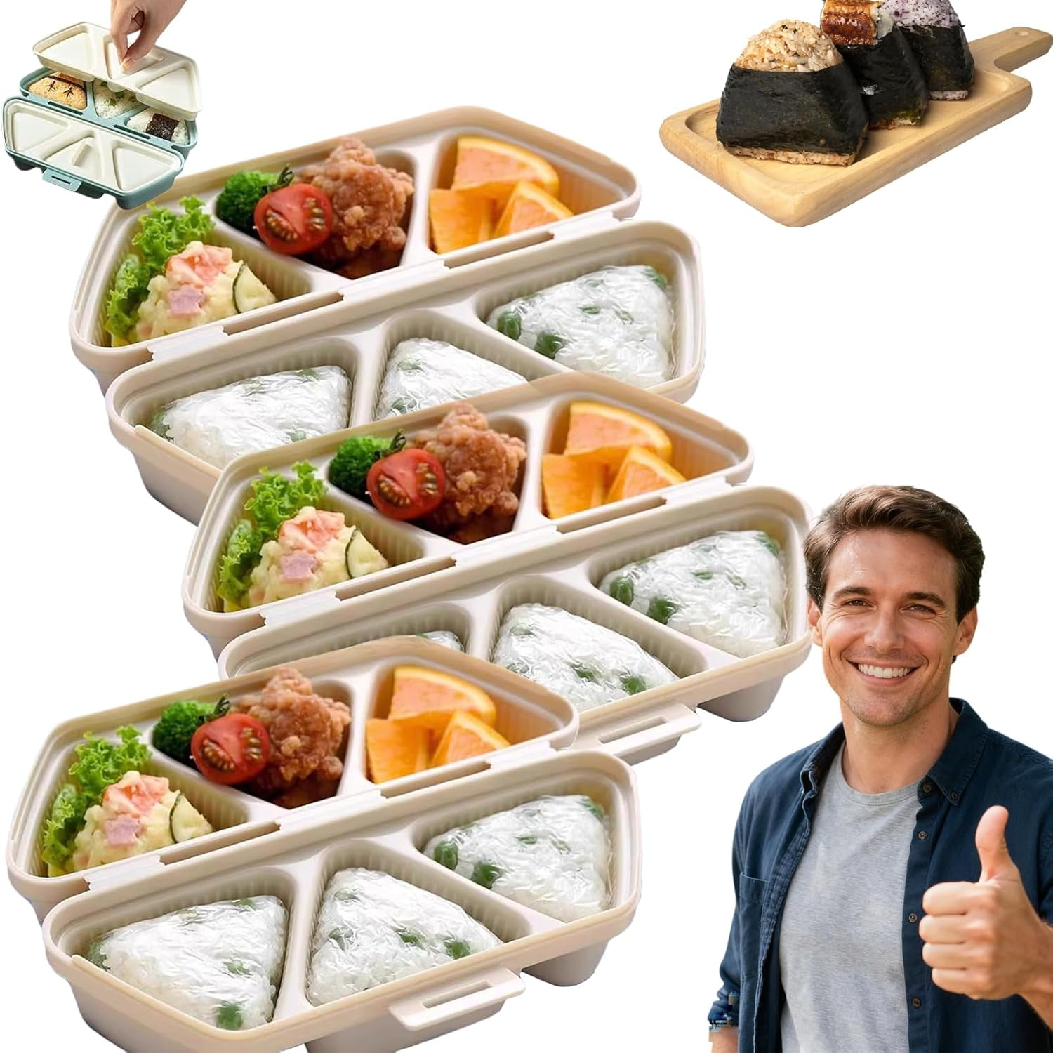 2026 New 6-in-1 Onigiri Mold - 6-Cavity Triangle Rice Ball Maker, Non ...