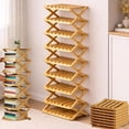 2026 New 9 Tier Bamboo Shoe Rack, Bamboo Shoe Storage Rack, Foldable ...