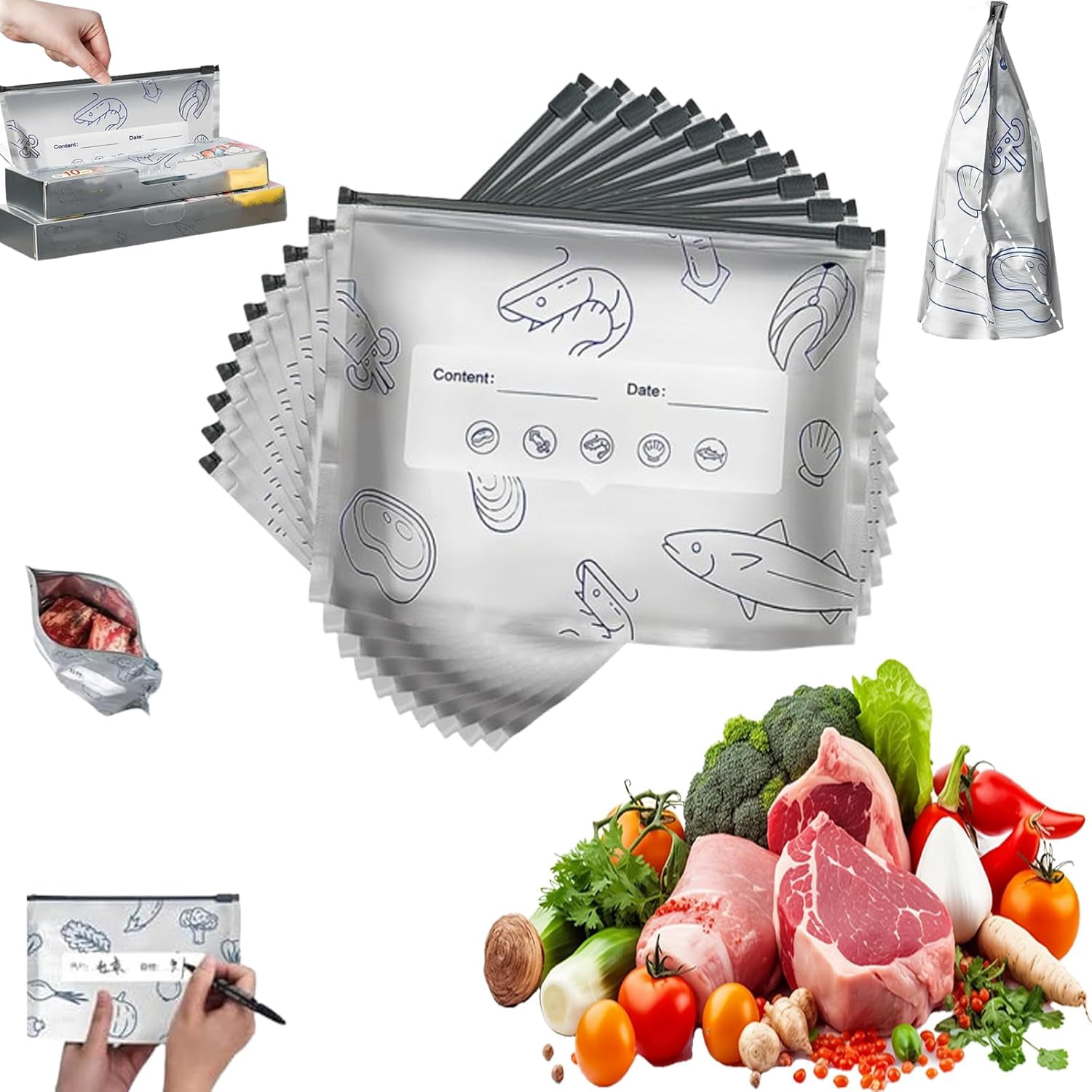 2026 New Aluminum Storage Bags for Freezer, Reusable Foil Sealable Bags ...