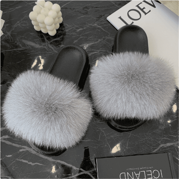 2026 New Arrival Women Summer Fluffy Solid Faux Fur Slides – Amazing ...