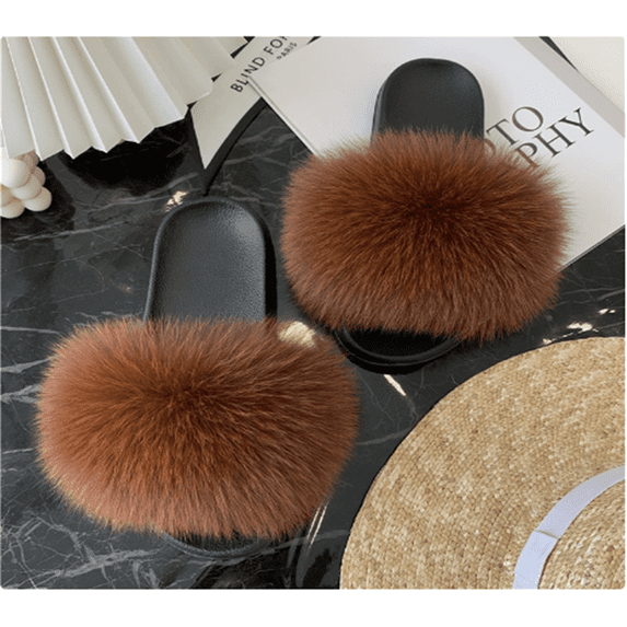 2026 New Arrival Women Summer Fluffy Solid Faux Fur Slides – Amazing ...