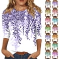 2026 New Arrival Women Three Quarter Sleeve Tunic Solid Color Crew Neck ...