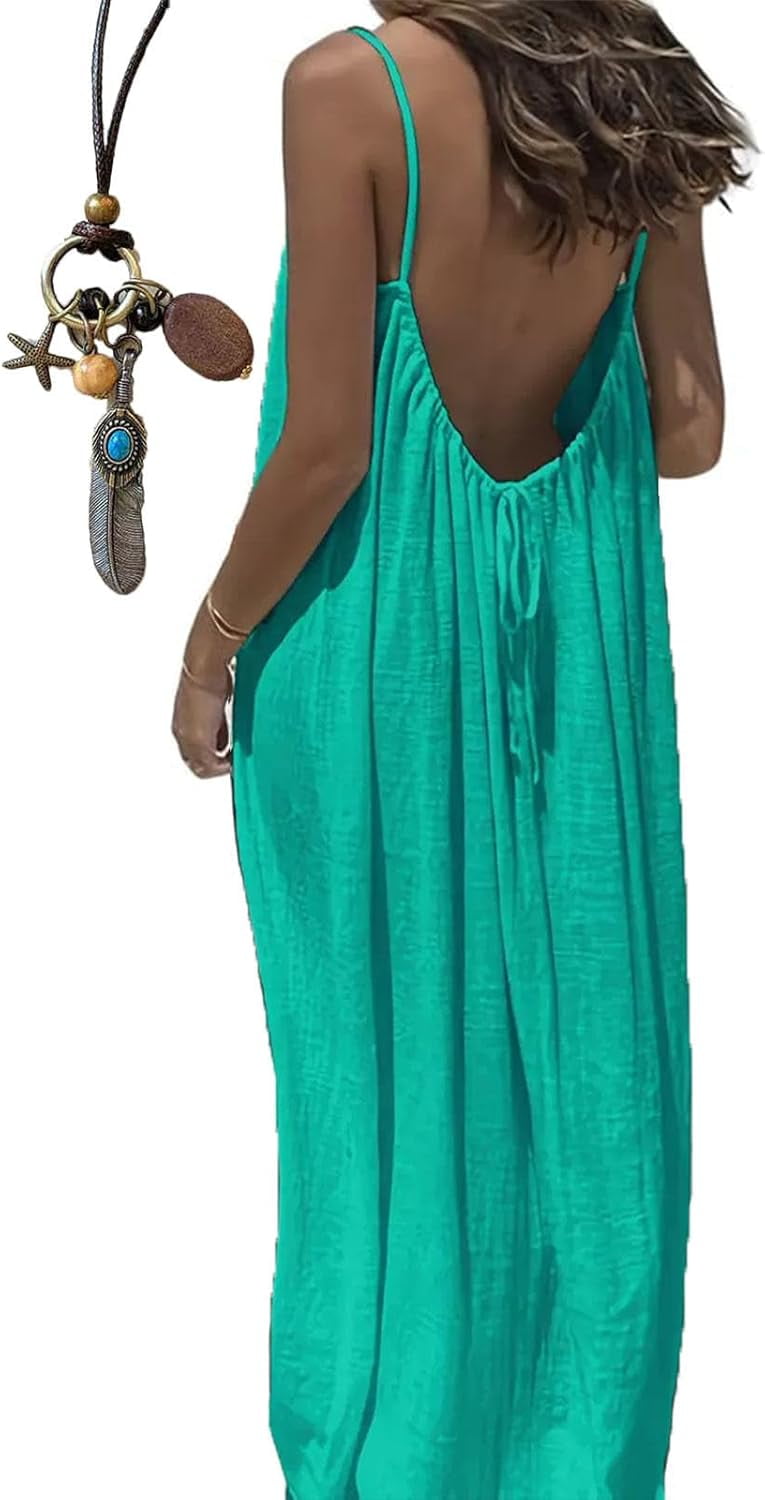 2026 New Backless Cami Dresses for Women, Women's Solid Color Backless ...