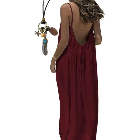 2026 New Backless Cami Dresses for Women, Women's Solid Color Backless ...