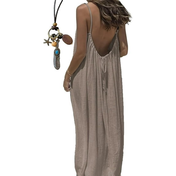 2026 New Backless Cami Dresses for Women, Women's Solid Color Backless ...