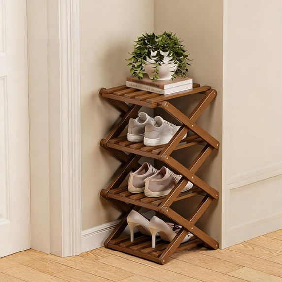 2026 New Bamboo Shoe Rack Organizer,Foldable Storage Shelf ,Natural or ...