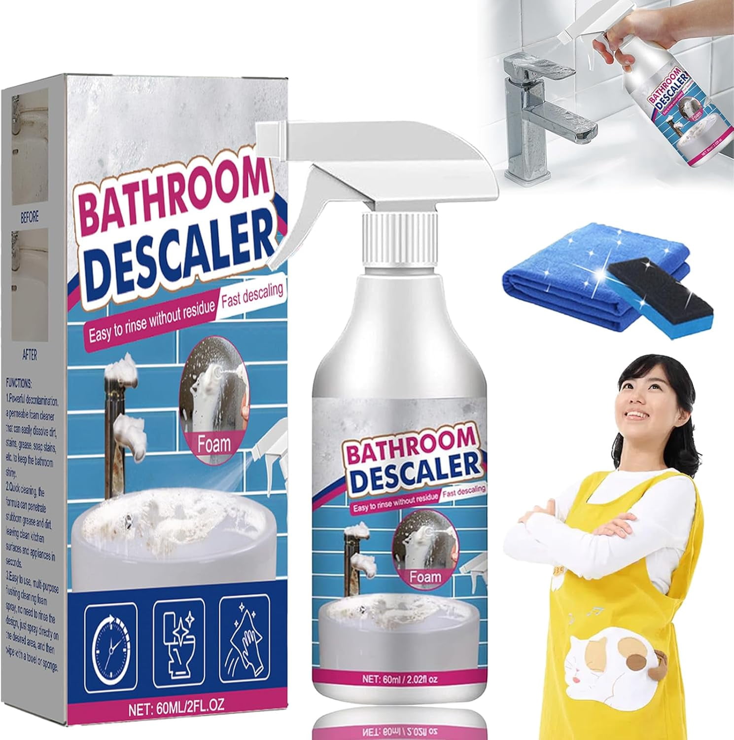 2026 New Bathroom Descaler Foam Cleaner Spray, 2.02 Oz Bathroom ...
