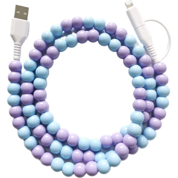 2026 New Beaded Charging Cord, 2 in 1 Bead Charger Cord, Colorful Pearl ...