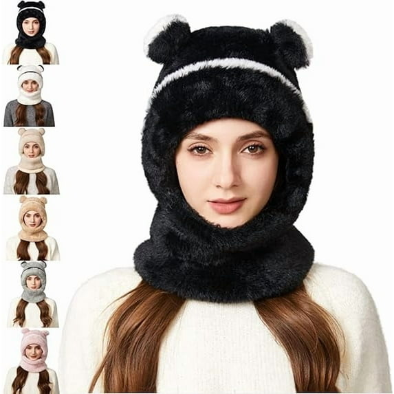 2026 New Bear Mask Cap, Machine Washable Cute Bear Ear Balaclava Cap ...